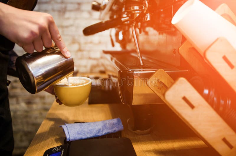 The Process of Making Coffee Stock Image - Image of caffeine, milk ...