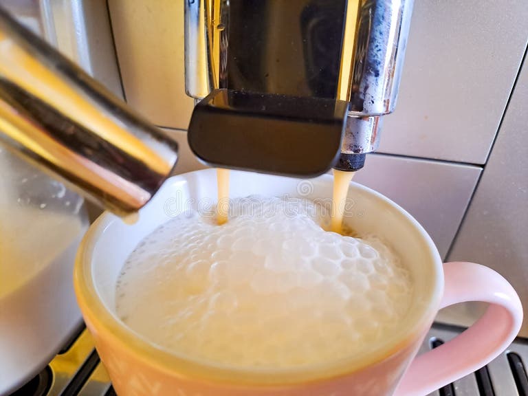 Process of Making Coffee Using a Coffee Maker into a Cup Espresso ...