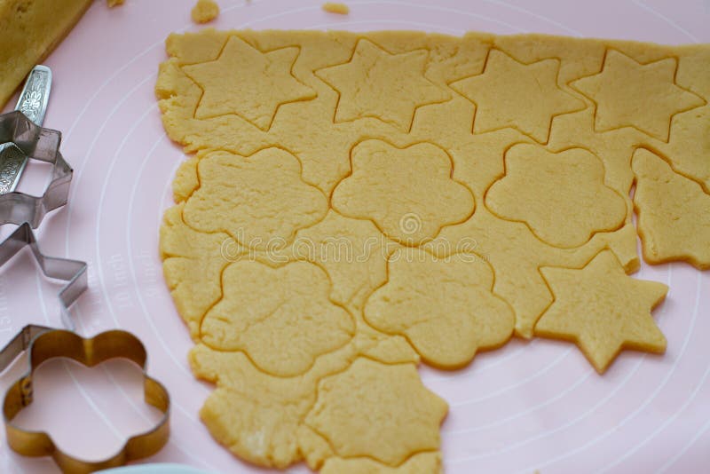Making Cookie Dough with a Cookie Cutter Stock Photo - Image of dough ...