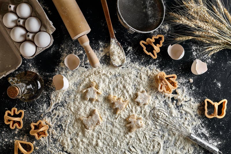 The Process of Making Cookie, Top View Stock Photo - Image of ...