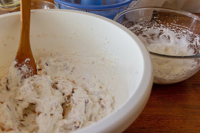 The Process of Making Cottage Cheese Cake Stock Image - Image of ...