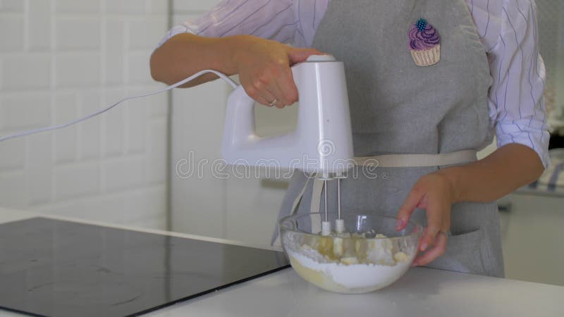 The Process of Making Cream for a Cake. Pastry Chef is Beating the ...