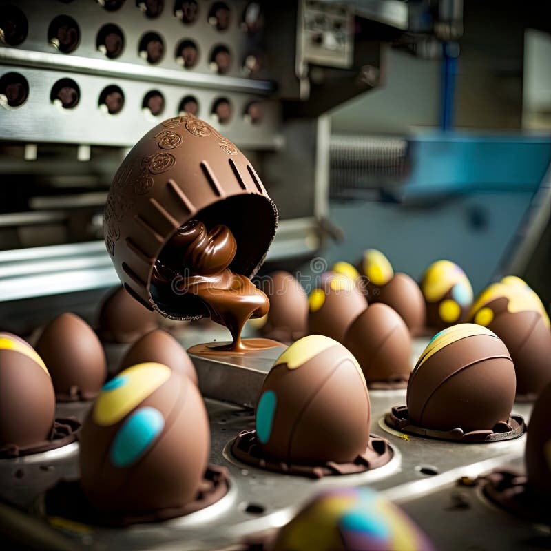 Several Easter Eggs in the Chocolate Factory Stock Illustration ...