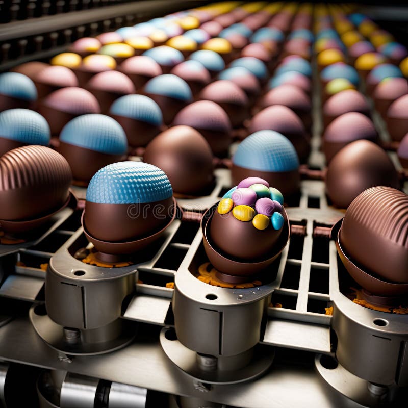 Several Easter Eggs in the Chocolate Factory Stock Illustration ...