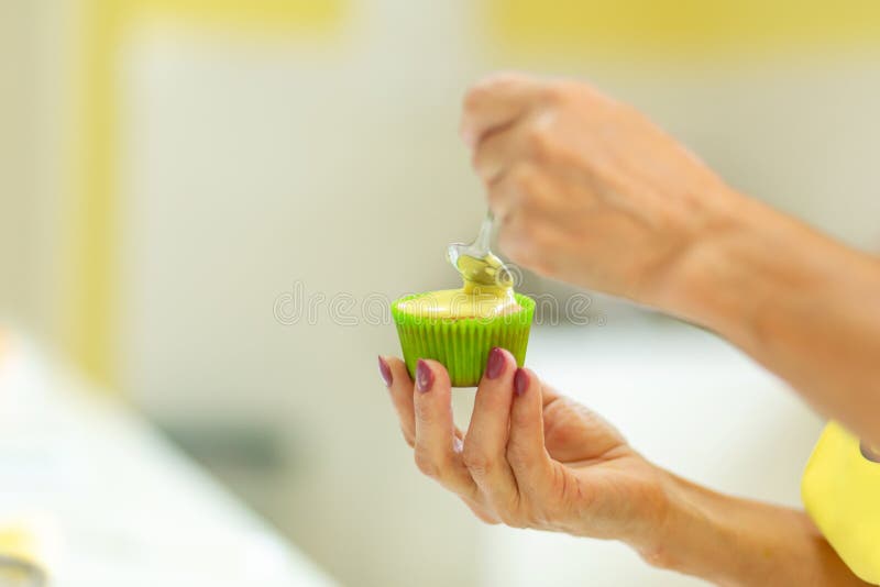 The Process of Making Cupcakes. Creation of Cakes by Professional ...