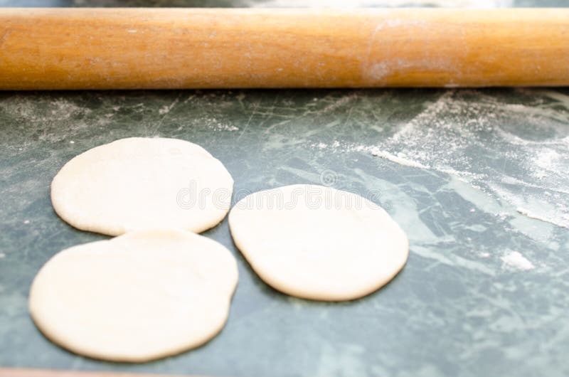 The Process of Making Delicious Home-made Dumplings with Meat. Stock ...