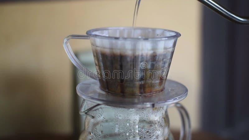 The Process Making Drip Coffee Stock Video - Video of hand, dripper ...