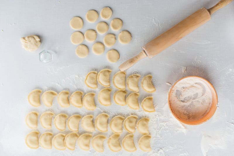 The Process of Making Dumplings Home. Set. Ukraine. Stock Photo - Image ...