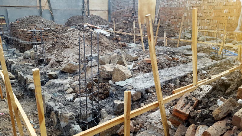 The Process of Making the Foundation of a House Building Stock Photo ...