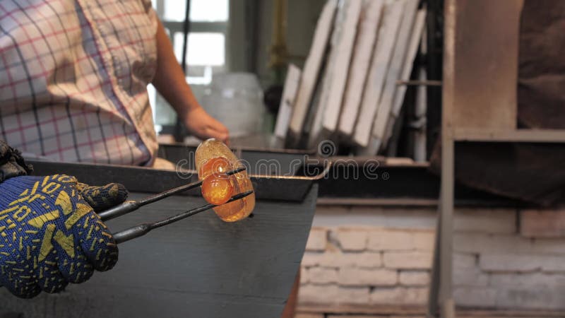The Process of Making Glass Decor with Glassblower Stock Video - Video ...