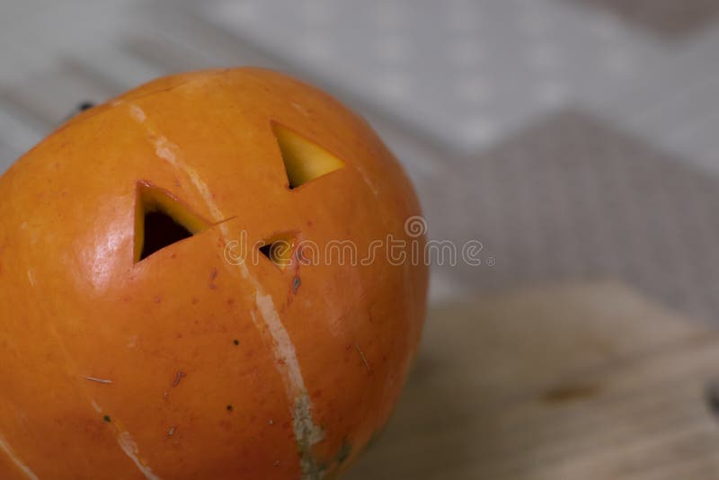 The Process of Making a Halloween Pumpkin. Horror Theme and Hallowe`en ...