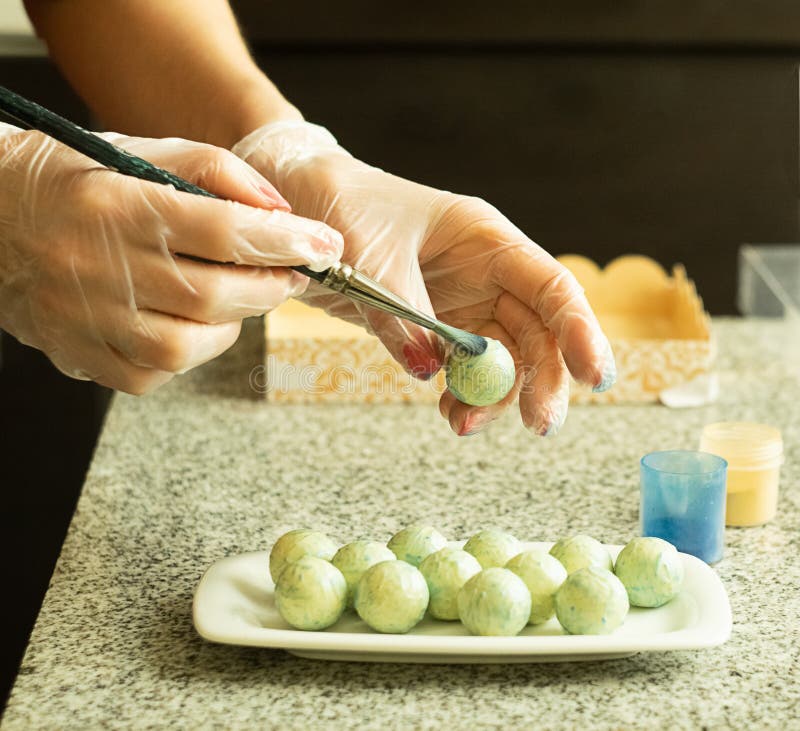 The Process of Making Handmade Candies. Chocolatier Brings Candurin on ...