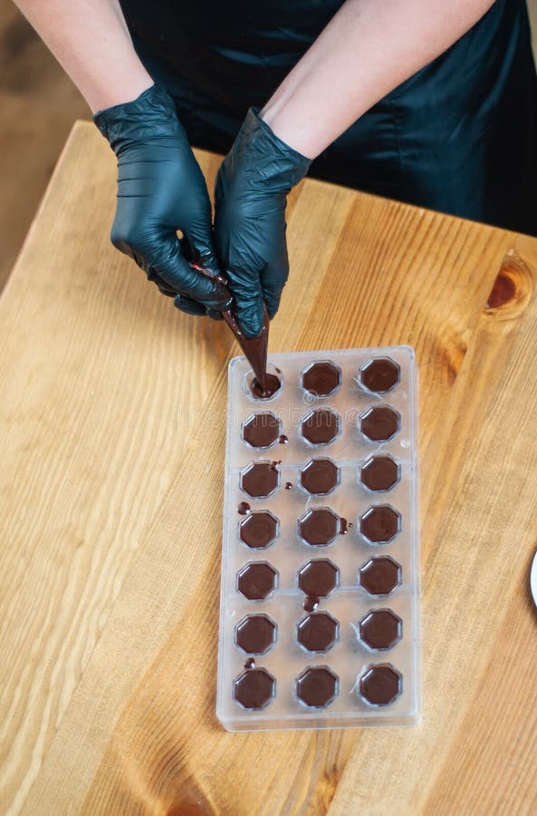 The Process of Making Handmade Chocolates Stock Image - Image of ...