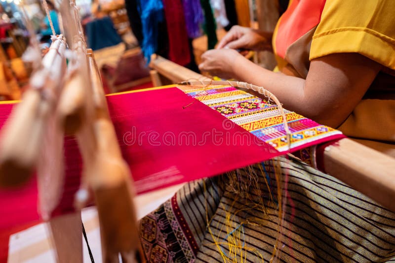 Process of Making Handmade Silk with Traditional Graphic Style. Stock ...