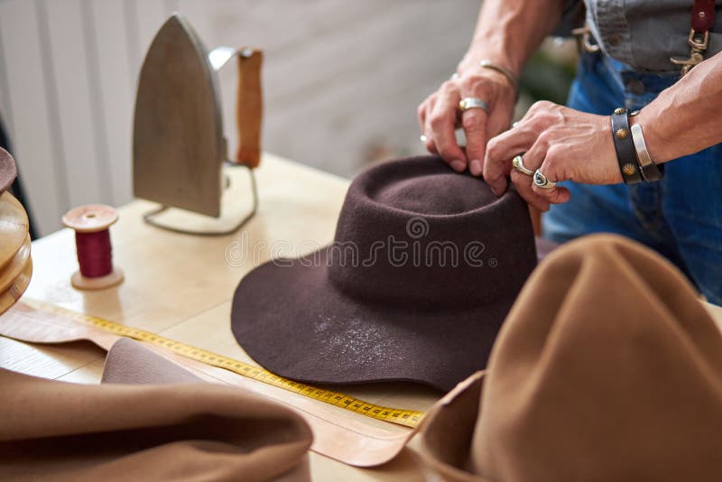 The Process of Making Hats for Customer Stock Image - Image of binding ...