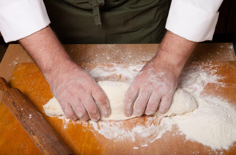 The Process of Making Home Bread by Male Hands Stock Image - Image of ...