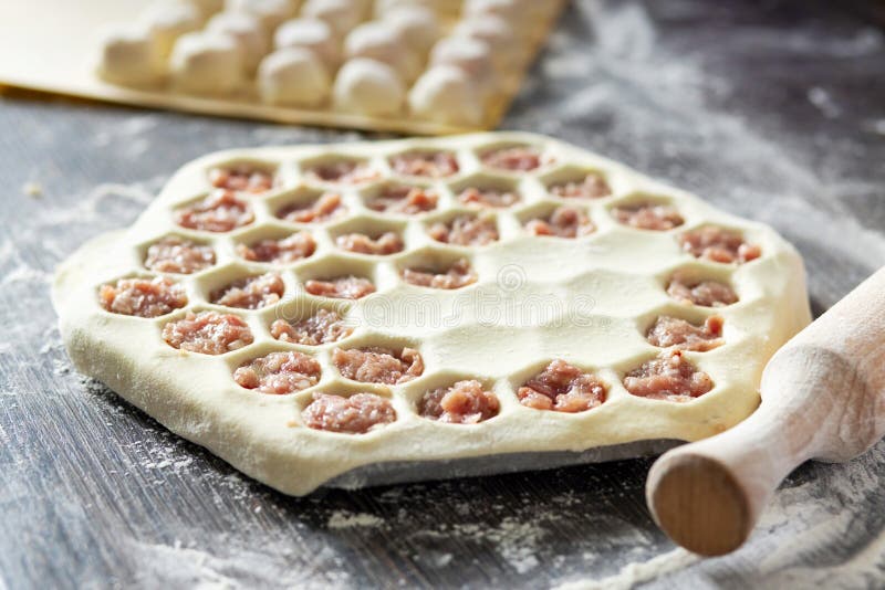 The Process of Making Home-made Dumplings. Dumplings Preparation ...
