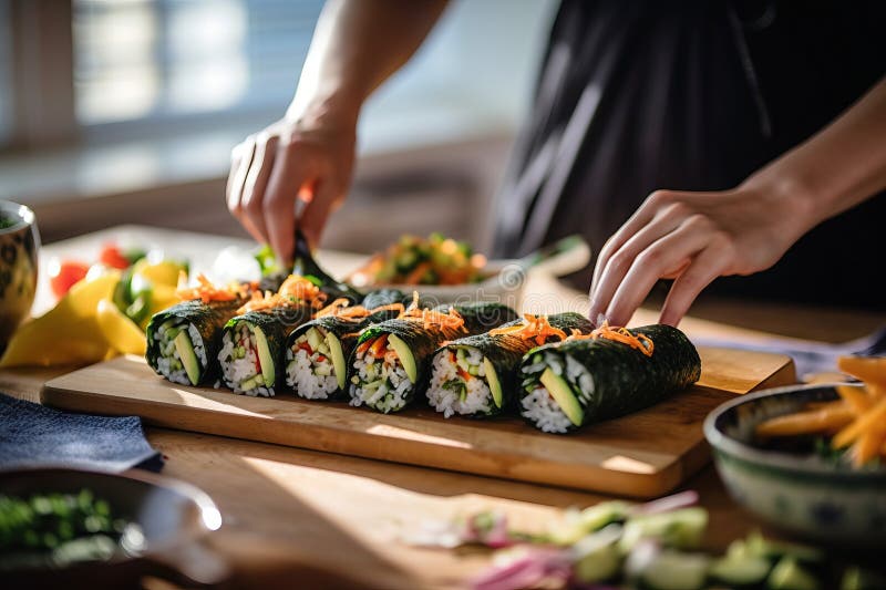 The Process of Making Homemade Gimbap. Stock Photo - Image of diet ...