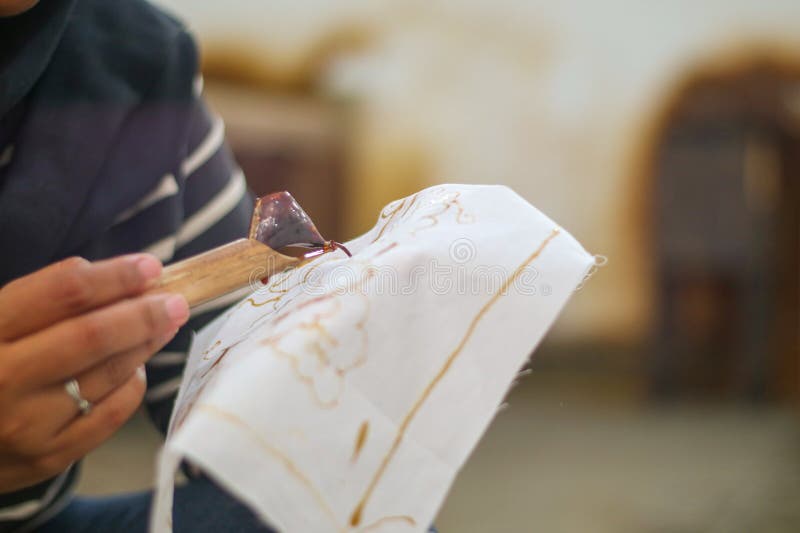 The Process of Making Indonesian Batik with Floral Pattern. Batik ...