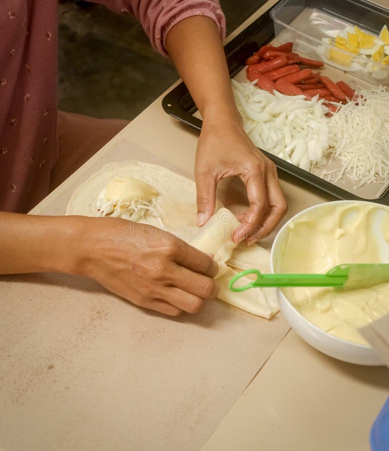 The Process of Making Indonesian Snacks Called Risoles Stock Photo ...