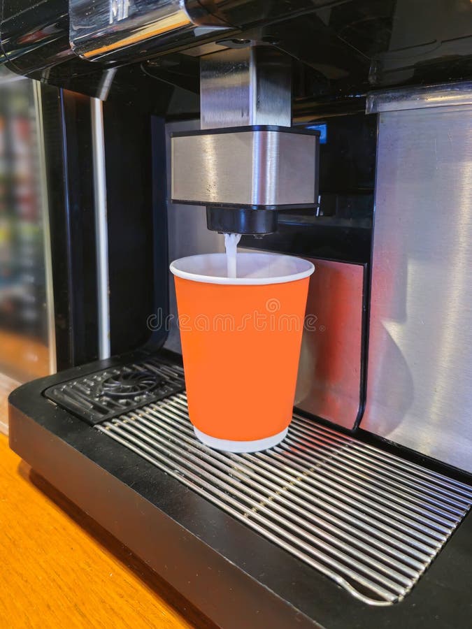 Process of Making Latte Coffee in a Coffee Machine Stock Photo - Image ...