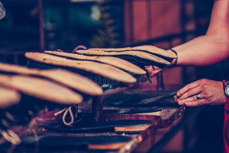 Process of making shoes stock image. Image of craftsman - 162592843