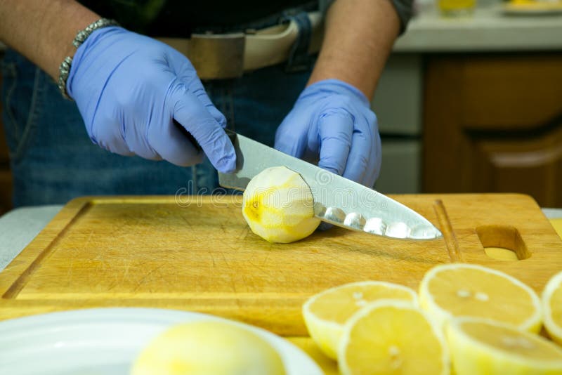 The Process of Making Limoncello Lemon Liqueur at Home. Stock Image ...