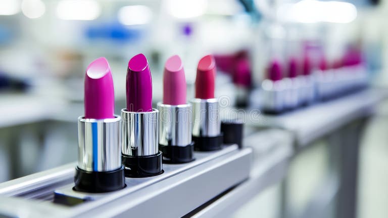 The Process of Making Lipstick Using a Filling Machine in a Cosmetics ...