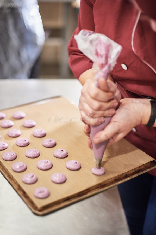 Process of Making Macaron Macaroon , French Dessert, Stock Photo ...