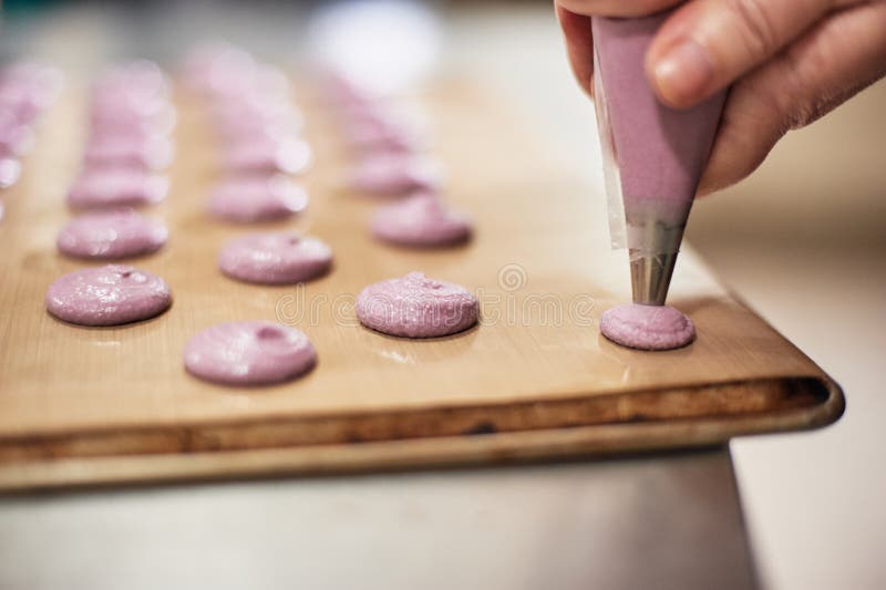 Process of Making Macaron Macaroon , French Dessert, Stock Photo ...