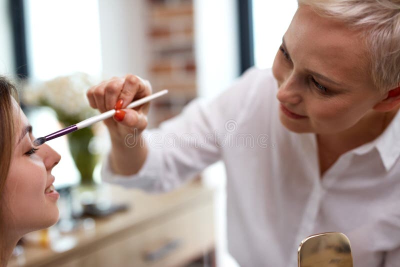 Process of Making Makeup in Beauty Salon Stock Photo - Image of fashion ...