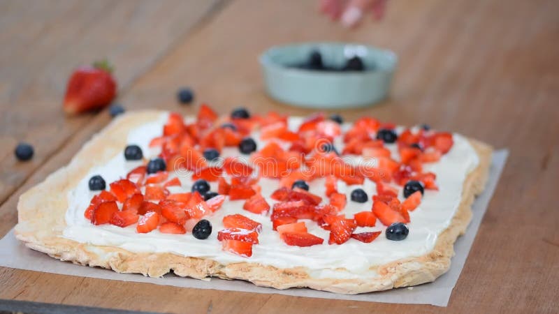Process of Making Meringue Roulade with Summer Berries. Stock Video ...