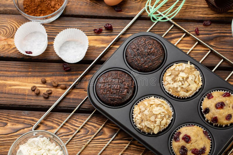 The Process of Making Muffins in Bright Silicone Forms. Cooking Process ...