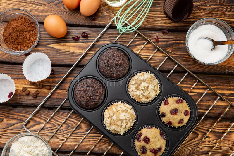 The Process of Making Muffins in Bright Silicone Forms. Cooking Process ...