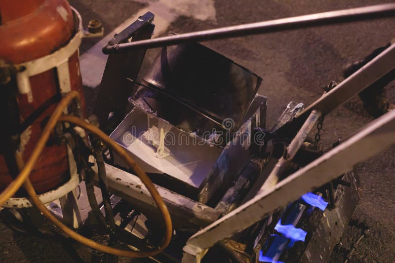 Process of Making New Road Surface Markings with Line Striping Machine ...