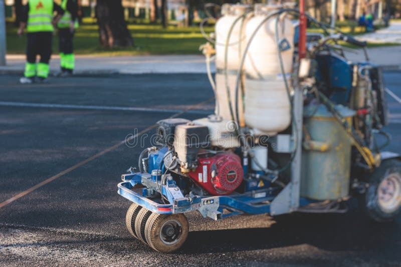 Process of Making New Road Surface Markings with a Line Striping ...