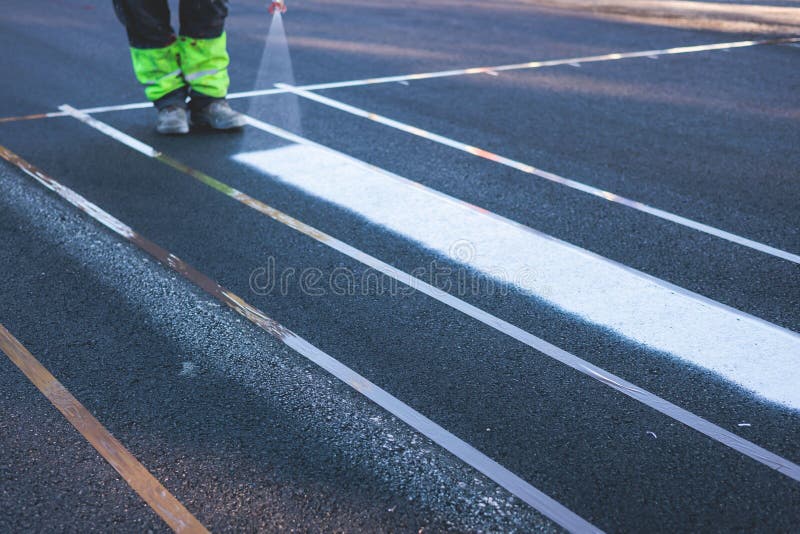 Process of Making New Road Surface Markings with a Line Striping ...