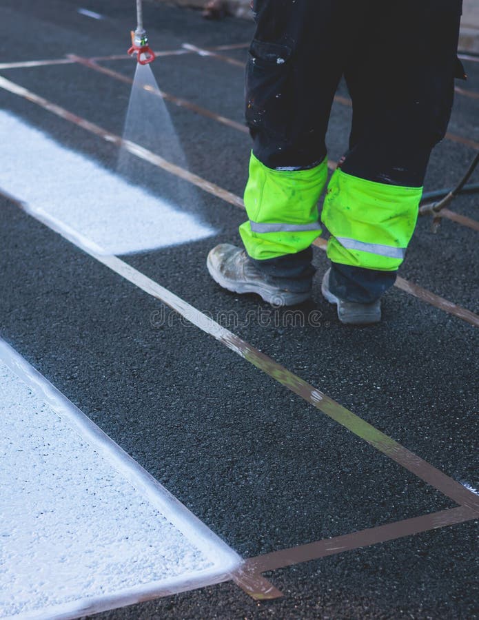 Process of Making New Road Surface Markings with a Line Striping ...
