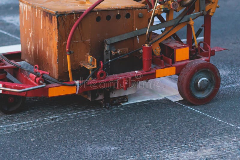 Process of Making New Road Surface Markings with a Line Striping ...