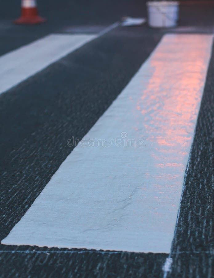 Process of Making New Road Surface Markings with a Line Striping ...