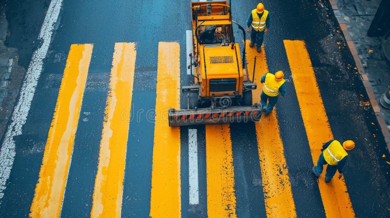 Process of Making New Road Surface Markings with Line Striping Machine ...