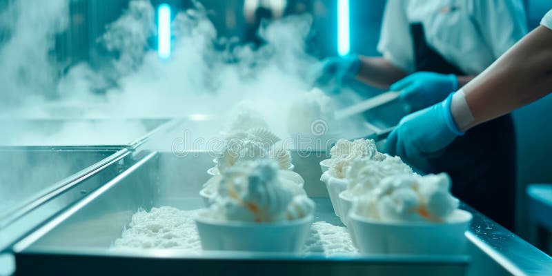 The Process of Making and Packing Ice Cream at a Confectionery Factory ...