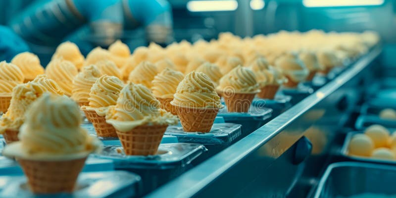 The Process of Making and Packing Ice Cream at a Confectionery Factory ...