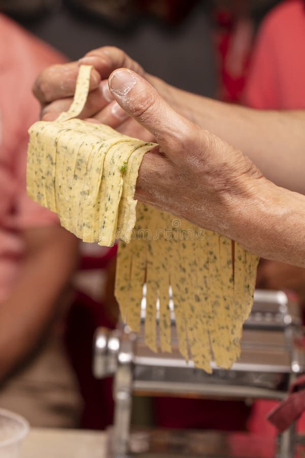 Process of Making Pasta with Herbed Pasta Dough Stock Photo - Image of ...