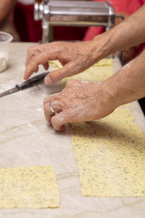 Process of Making Pasta with Herbed Pasta Dough Stock Image - Image of ...