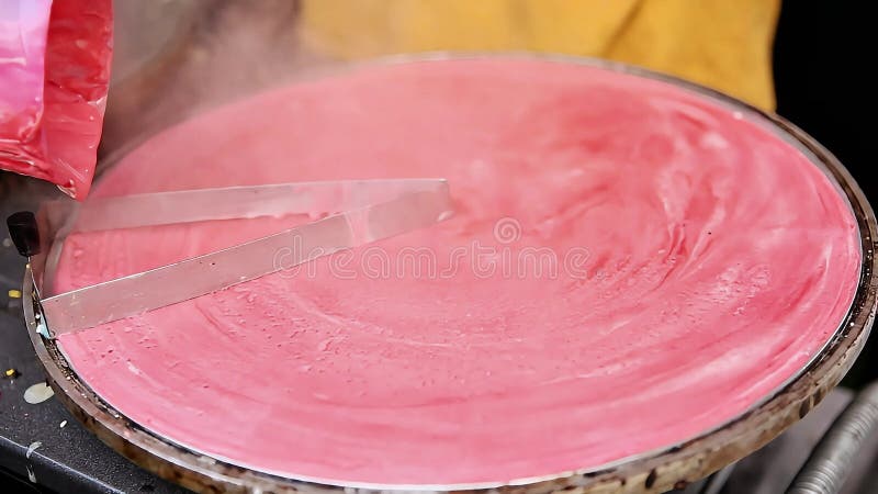 The Process of Making Pink Crepes Stock Video - Video of crepe, mustard ...