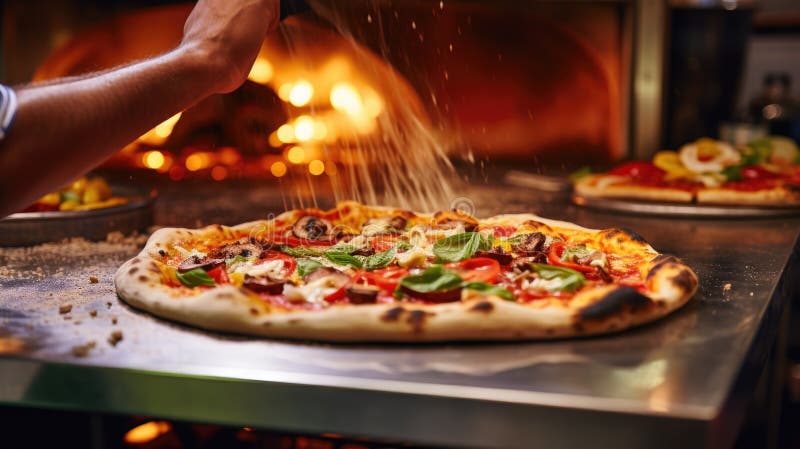 The Process of Making Pizza Stock Illustration - Illustration of rustic ...