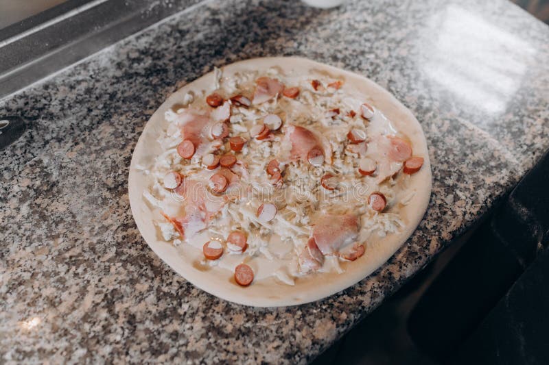 The Process of Making Pizza. Making Pizza. Stock Image - Image of fast ...