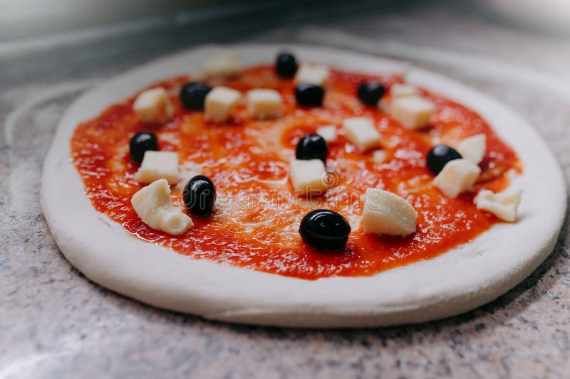 The Process of Making Pizza. Making Pizza Stock Image - Image of ...