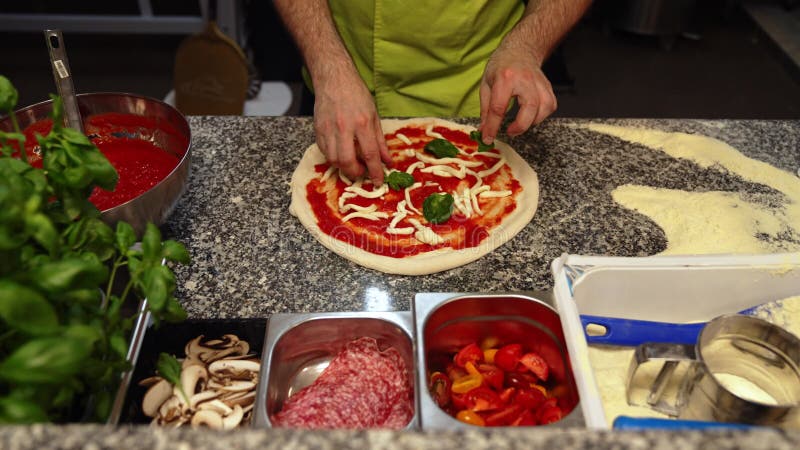 The Process of Making Pizza, Bakery Concept Stock Video - Video of ...